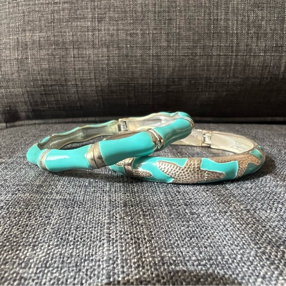 Jewelry | Nauticaltropical Style Hinged Bangle Bracelet Set Of 2 | Poshmark